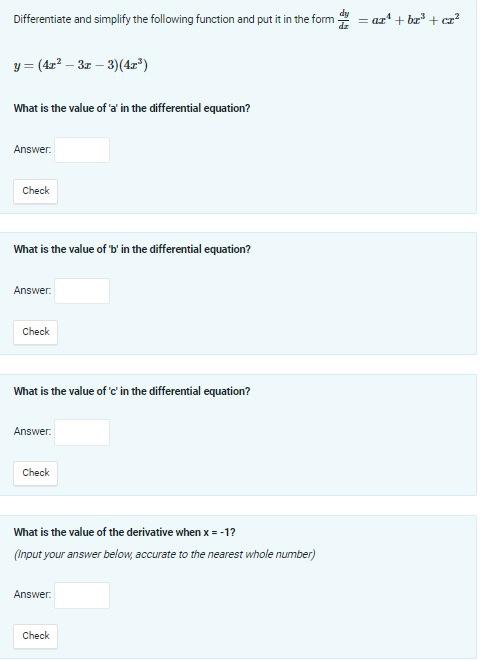 Solved Differentiate and simplify the following function and | Chegg.com