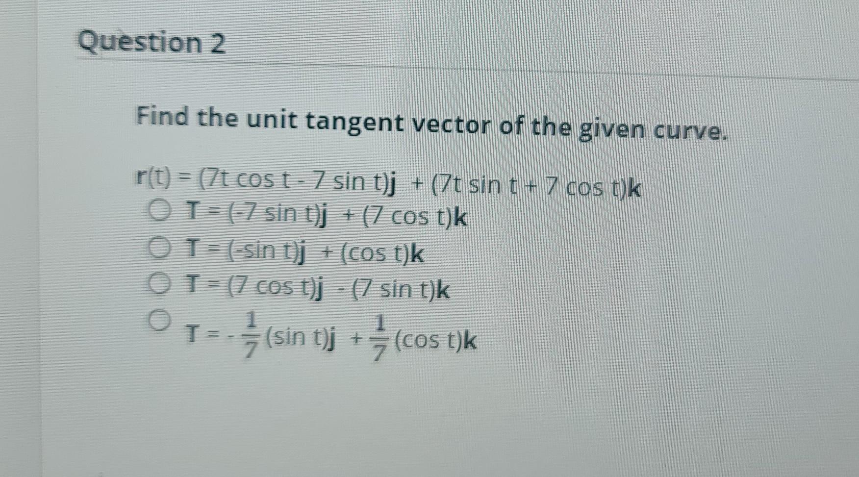 Solved Find the unit tangent vector of the given curve. | Chegg.com
