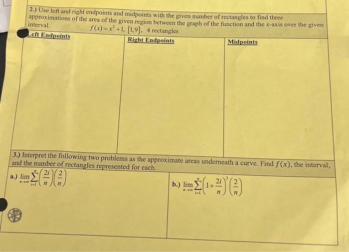 Solved 2.) Use left and right endpoints and midpoints with | Chegg.com