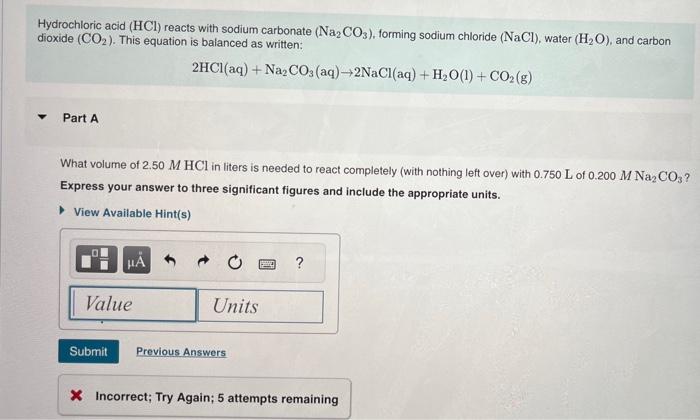 Solved The stoichiometric relationship between the reactants | Chegg.com
