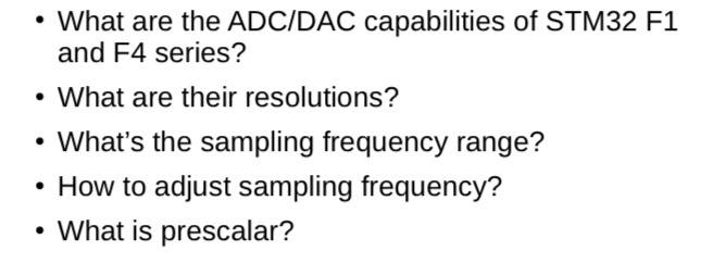 Solved - What are the ADC/DAC capabilities of STM32 F1 and | Chegg.com