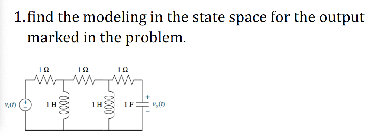 Solved find the modeling in the state space for the | Chegg.com