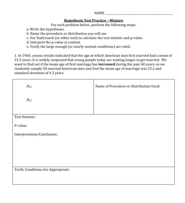 Solved a. Write the hypotheses. b. Name the procedure or | Chegg.com