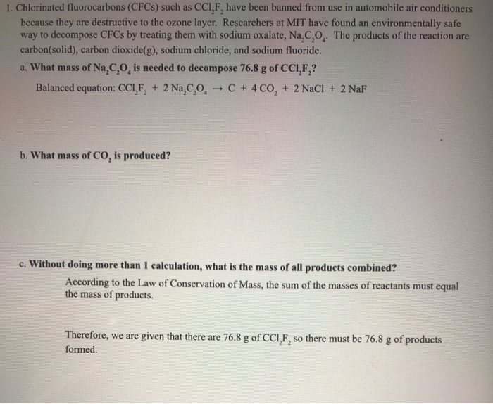 Solved 1. Chlorinated fluorocarbons (CFCs) such as CCI,F, | Chegg.com