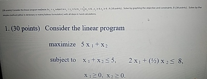 Solved (30 ﻿points) ﻿Consider the linear | Chegg.com