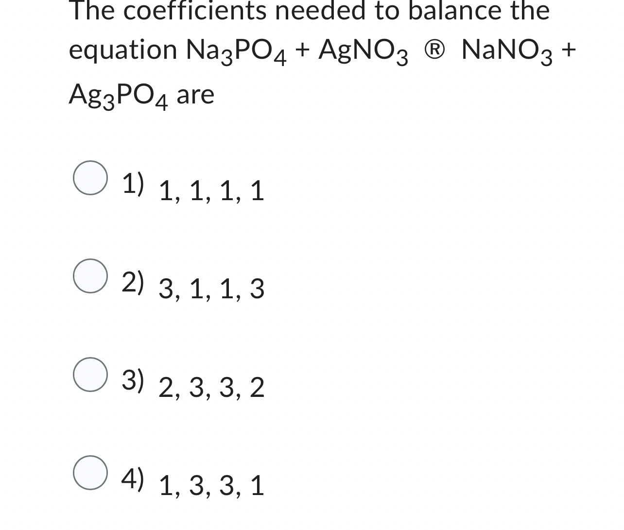 Solved The coefficients needed to balance theequation | Chegg.com