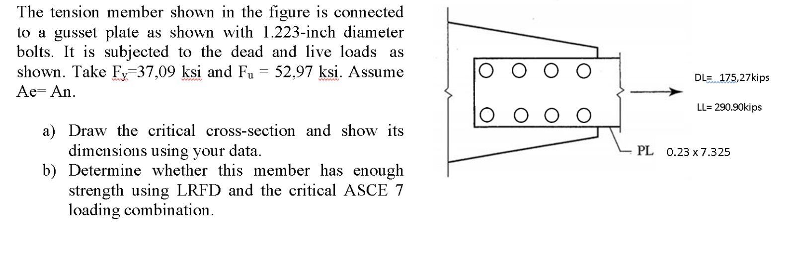 Solved The tension member shown in the figure is connected | Chegg.com