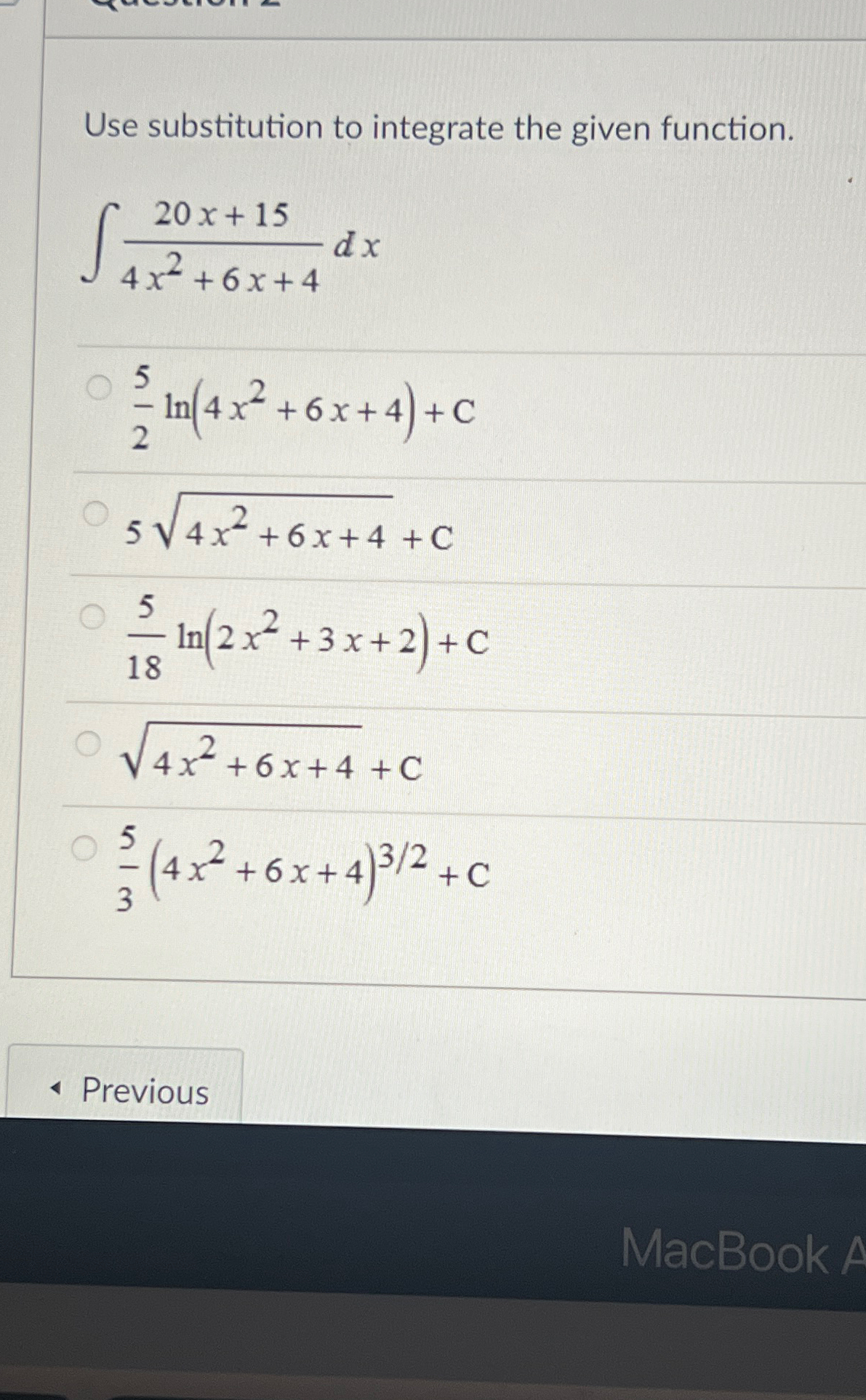 Solved Use substitution to integrate the given | Chegg.com