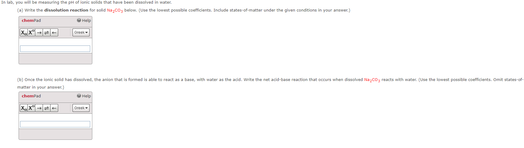 Solved In lab, you will be measuring the pH ﻿of ionic solids | Chegg.com
