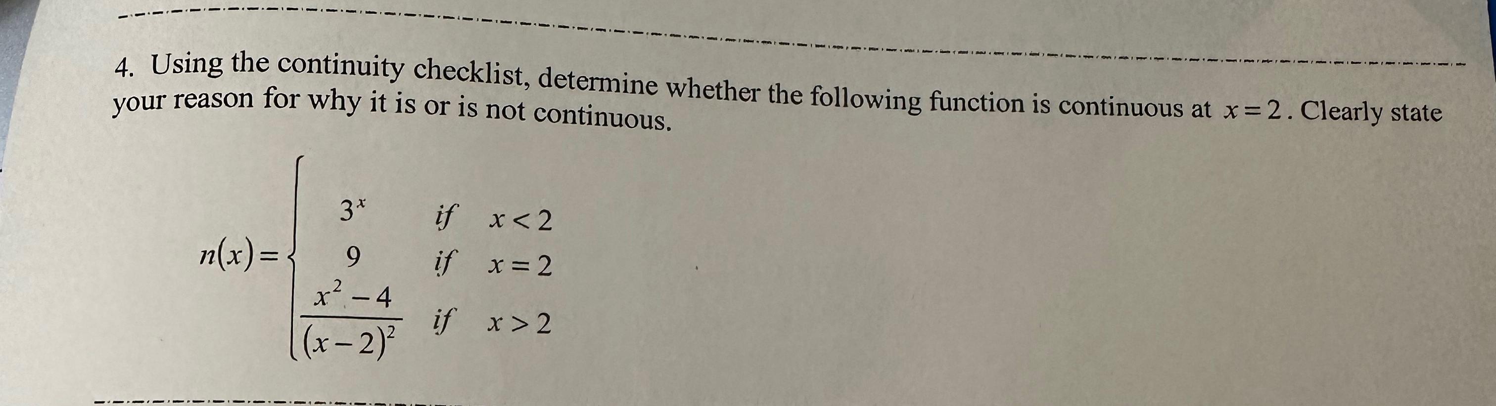 Solved Using the continuity checklist, determine whether the | Chegg.com