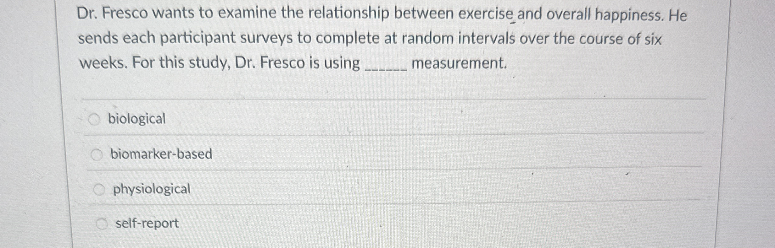 Solved Dr. ﻿Fresco wants to examine the relationship between | Chegg.com