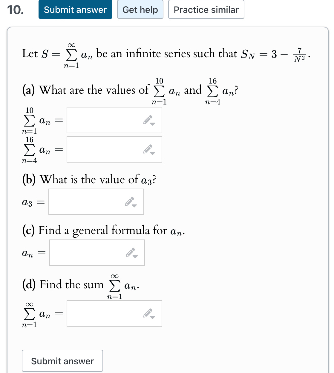 Solved Let S=∑n=1∞an ﻿be an infinite series such that | Chegg.com