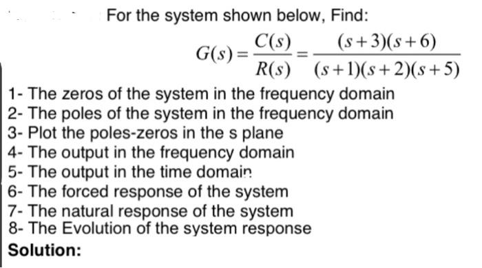 Solved For the system shown below, Find: | Chegg.com