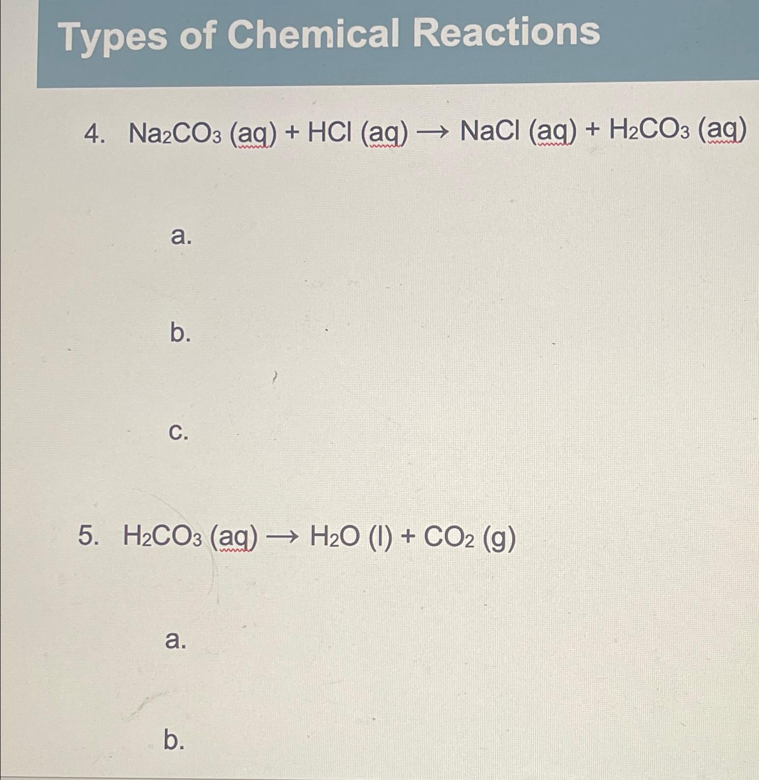Solved Types of Chemical | Chegg.com