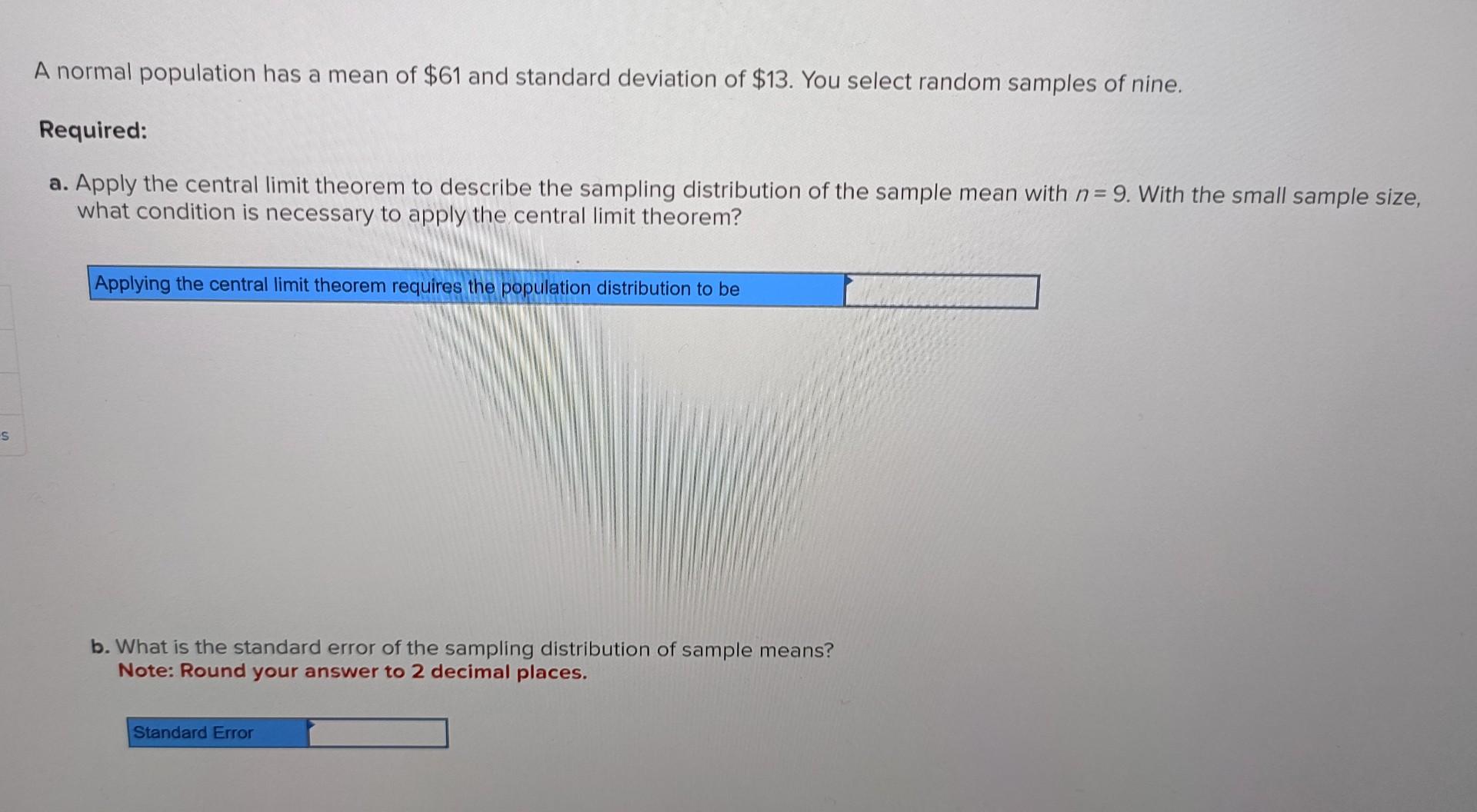 Solved A normal population has a mean of $61 and standard | Chegg.com
