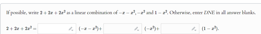Solved If possible, write 2+2x+2x2 ﻿as a linear combination | Chegg.com