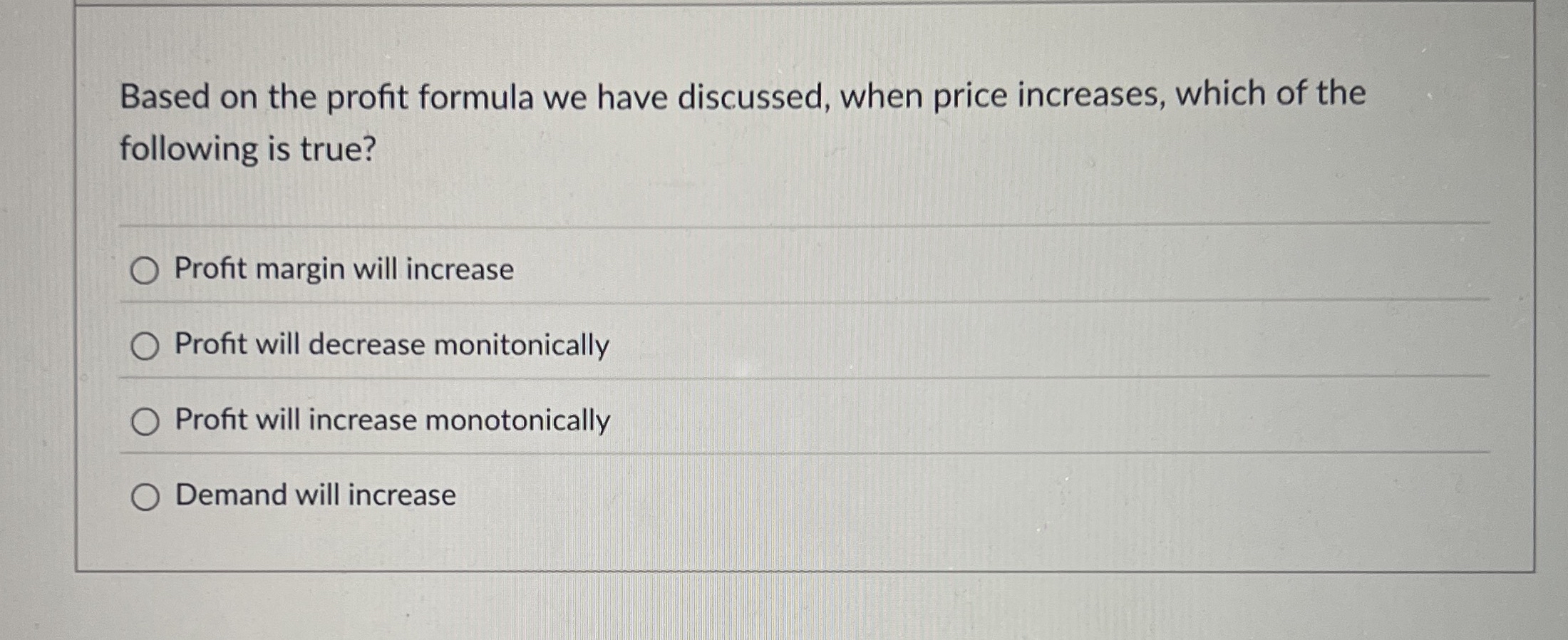 Solved Based on the profit formula we have discussed, when | Chegg.com
