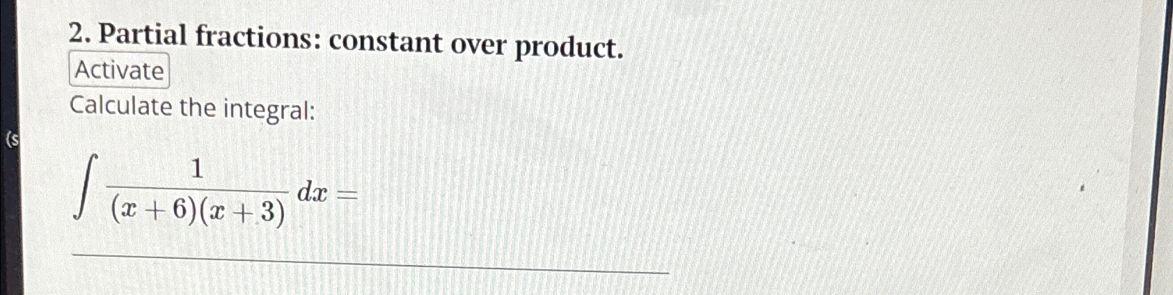 Solved Partial fractions: constant over | Chegg.com