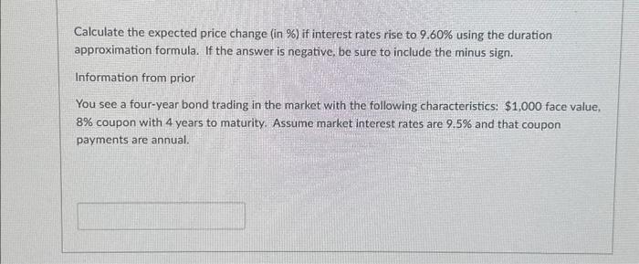 Solved Calculate the expected price change (in \%) if | Chegg.com