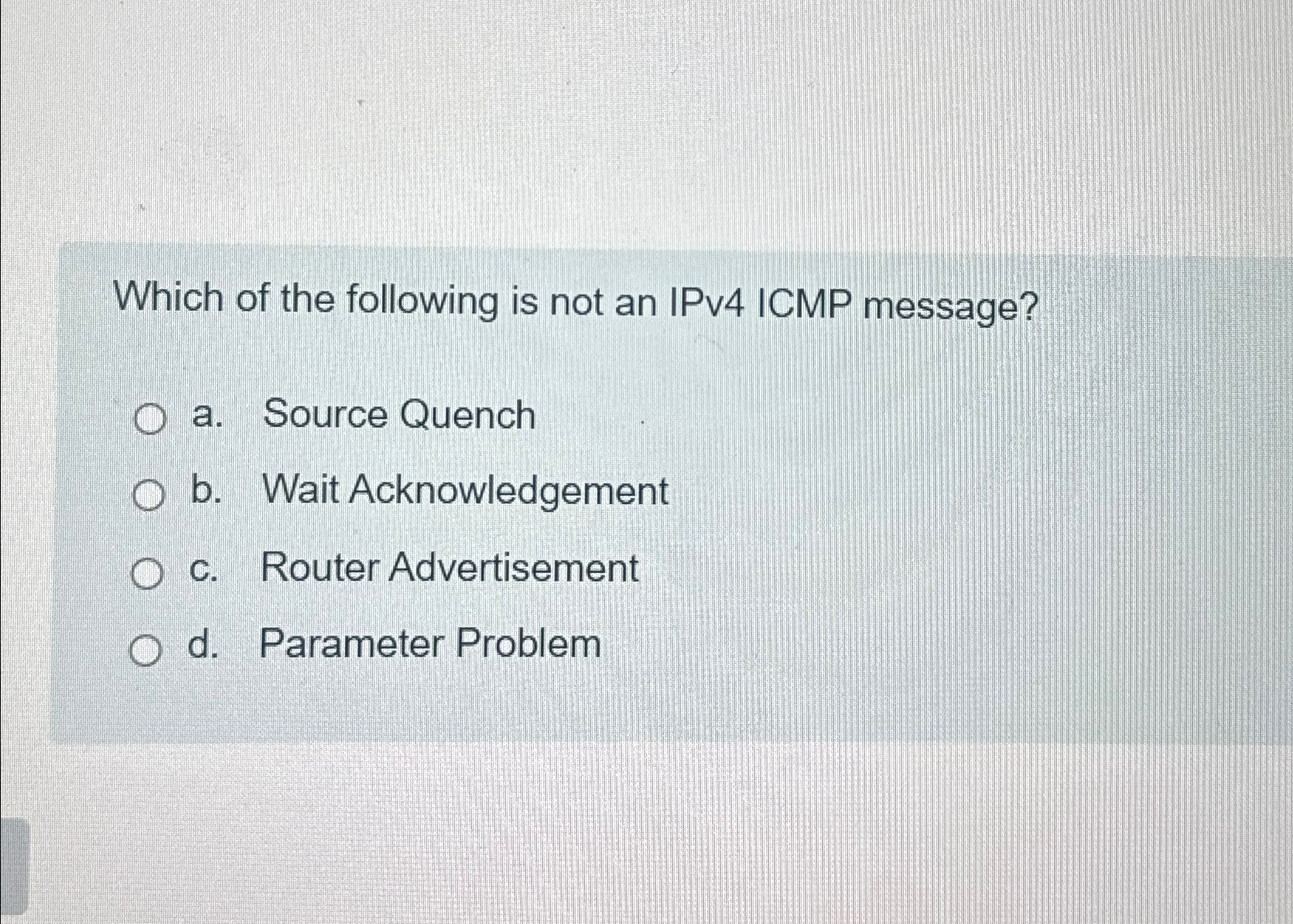 Solved Which of the following is not an IPv4 ﻿ICMP | Chegg.com