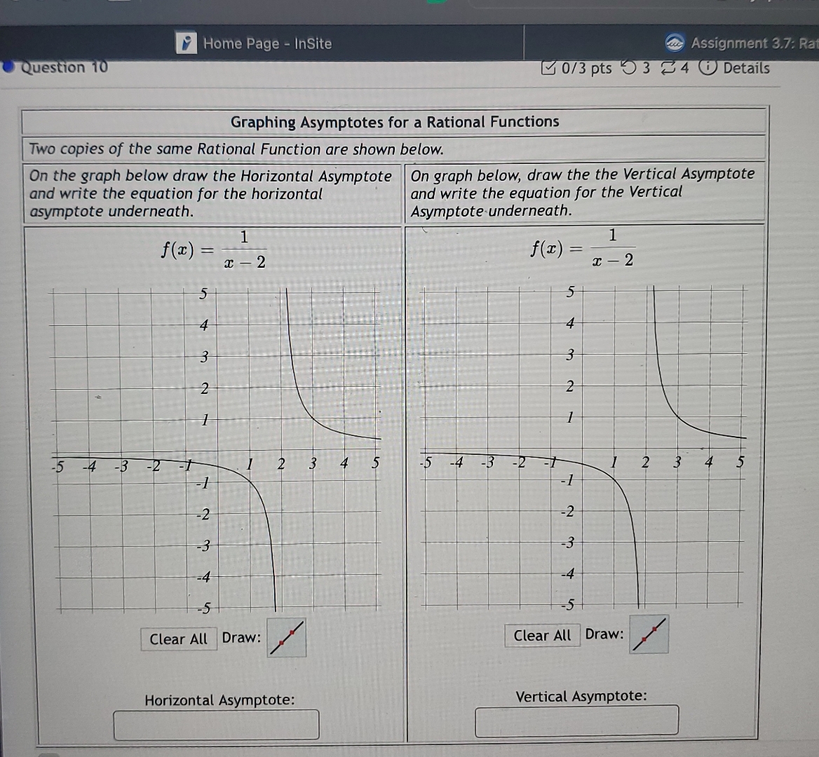 Solved Graphing Asymptotes for a Rational FunctionsTwo | Chegg.com