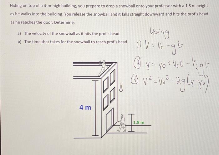 Solved Hiding on top of a 4-m-high building, you prepare to | Chegg.com