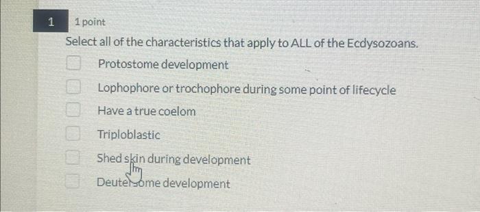 Solved 1 1 point Select all of the characteristics that | Chegg.com