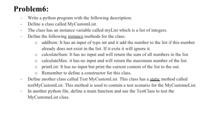 Solved Problem: Write a python program with the following | Chegg.com