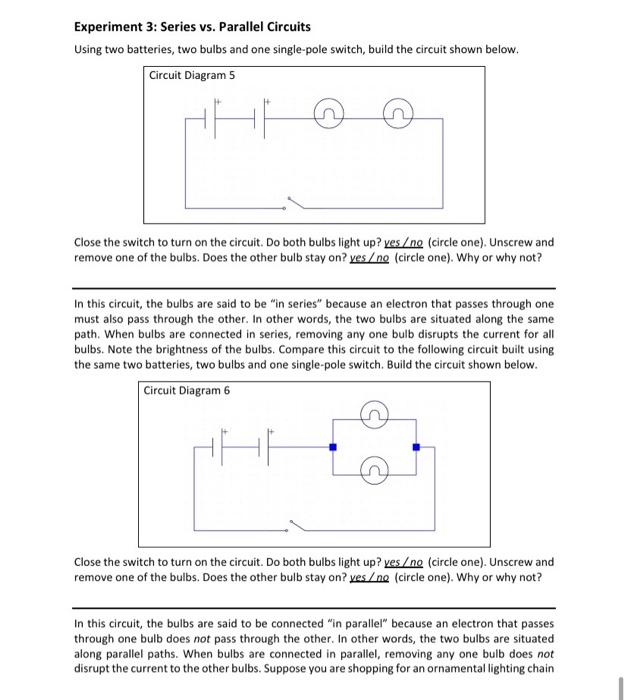 Solved Experiment 3: Series vs. Parallel Circuits Using two | Chegg.com