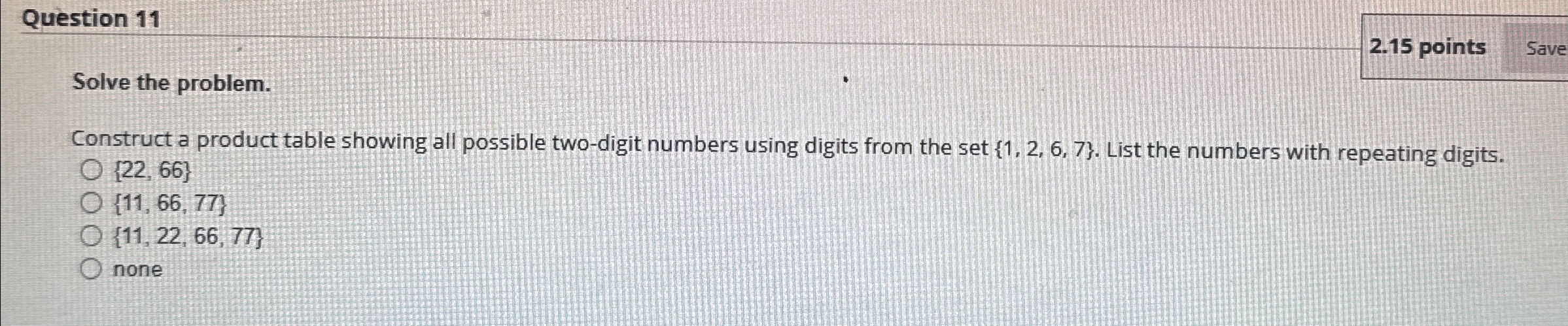 Solved Question 112.15 ﻿pointsSolve the problem.Construct a | Chegg.com