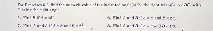 Solved For Exercises 5-8, find the numeric value of the | Chegg.com