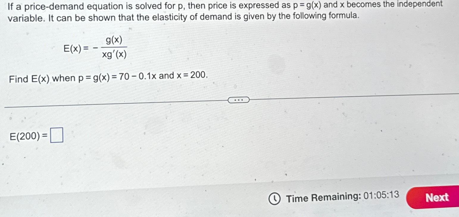 Solved If a price-demand equation is solved for p, ﻿then | Chegg.com