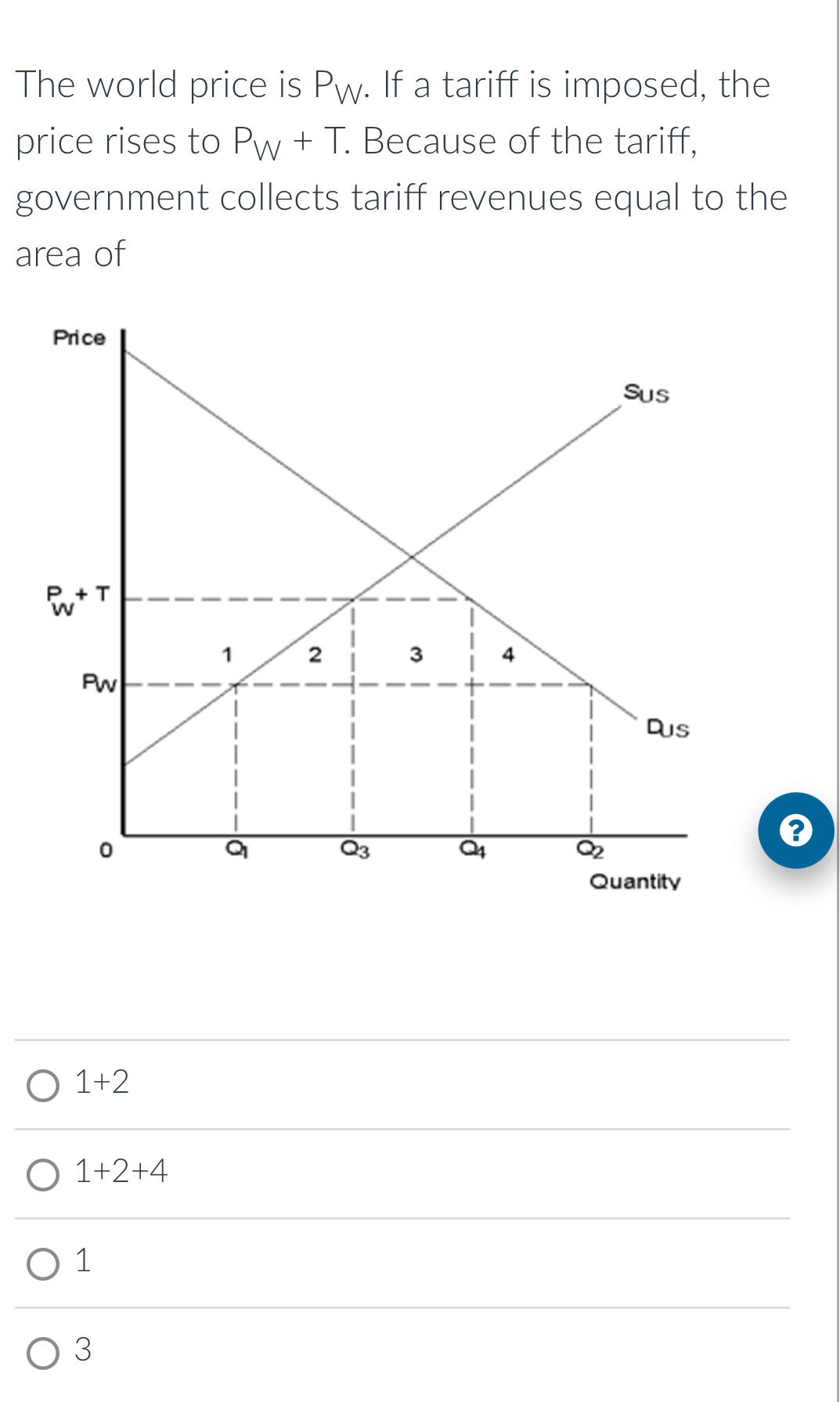 Solved The world price is PW. ﻿If a tariff is imposed, the | Chegg.com