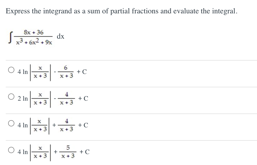 Solved Express the integrand as a sum of partial fractions | Chegg.com