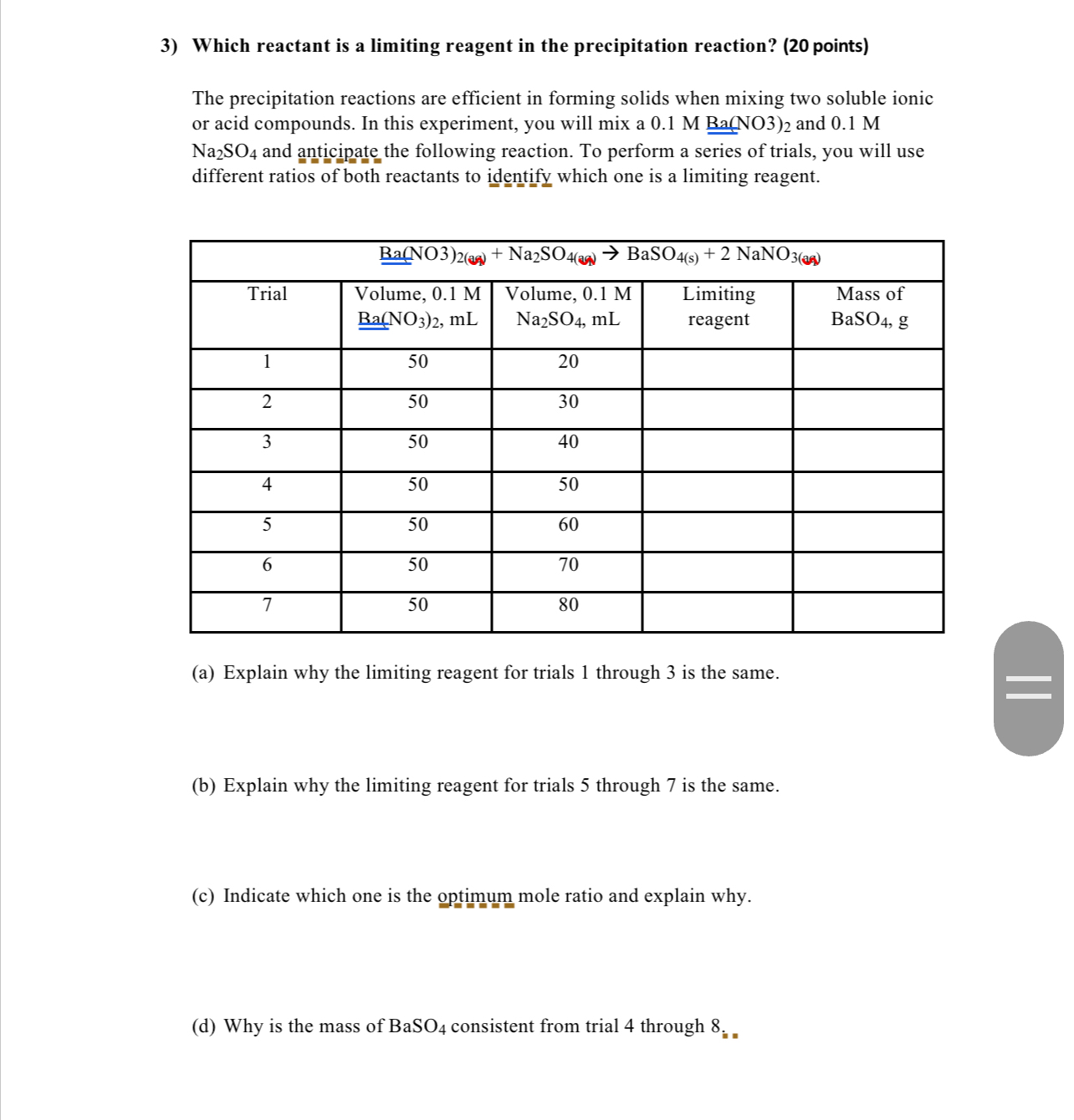 Solved Which reactant is a limiting reagent in the | Chegg.com