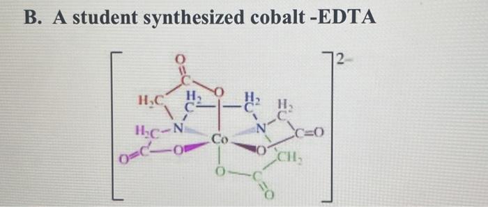 Solved B. A student synthesized cobalt-EDTA | Chegg.com