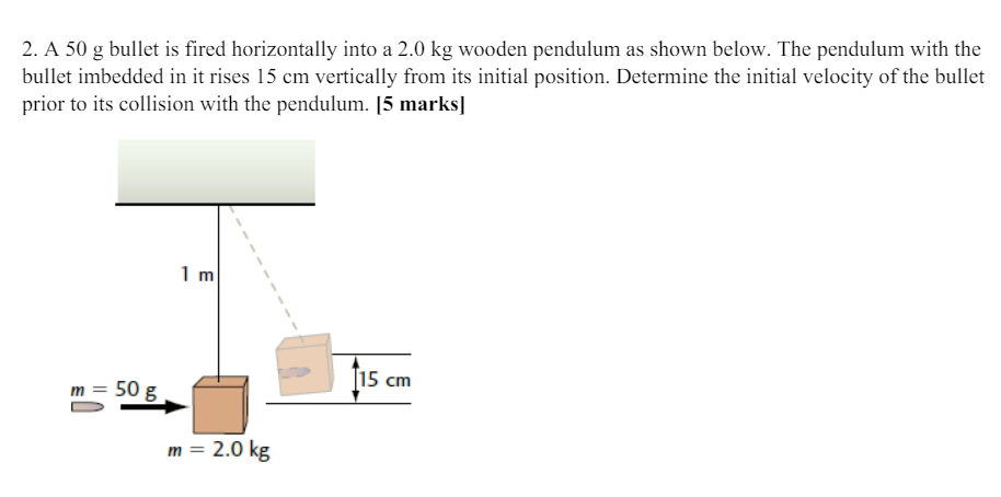 Solved A 50g ﻿bullet is fired horizontally into a 2.0kg | Chegg.com