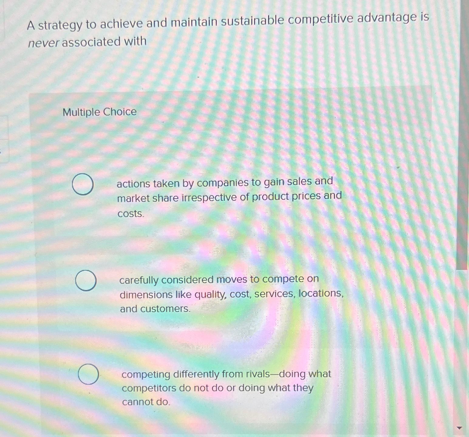 Solved A strategy to achieve and maintain sustainable | Chegg.com