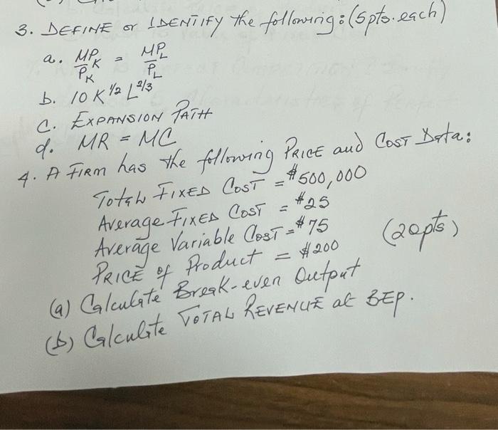 Solved 3. DEFINE or Ibeni ify the following: (spto.each) | Chegg.com