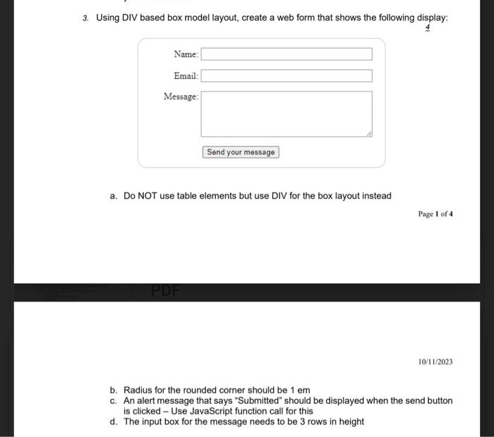 Solved 3. Using DIV based box model layout, create a web | Chegg.com