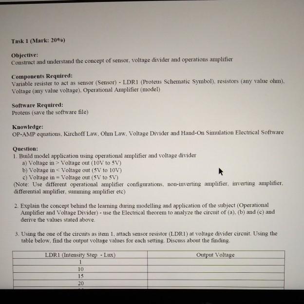 Solved Task 1 (Mark: 2096) Objective: Construct and | Chegg.com