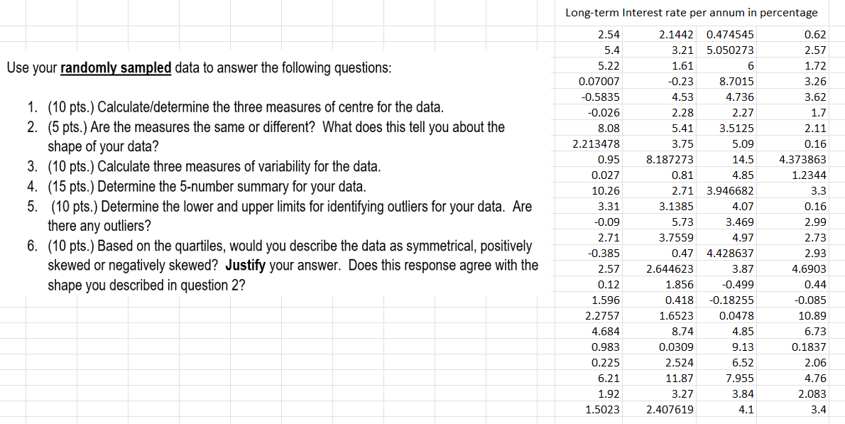 Solved Use your randomly sampled data to answer the | Chegg.com