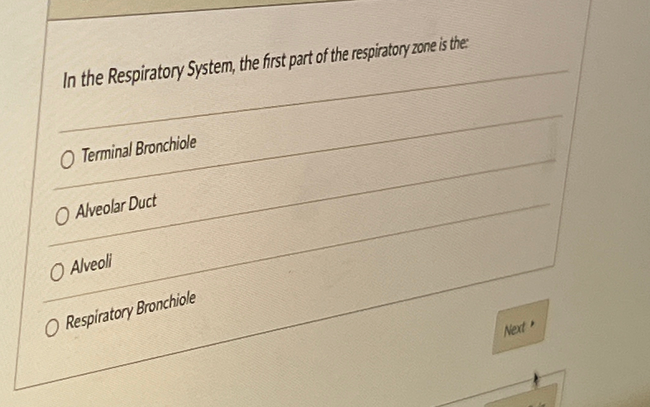 Solved In the Respiratory System, the first part of the | Chegg.com