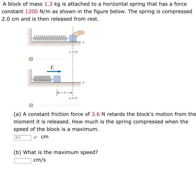 Solved A block of mass 1.3 kg is attached to a horizontal | Chegg.com