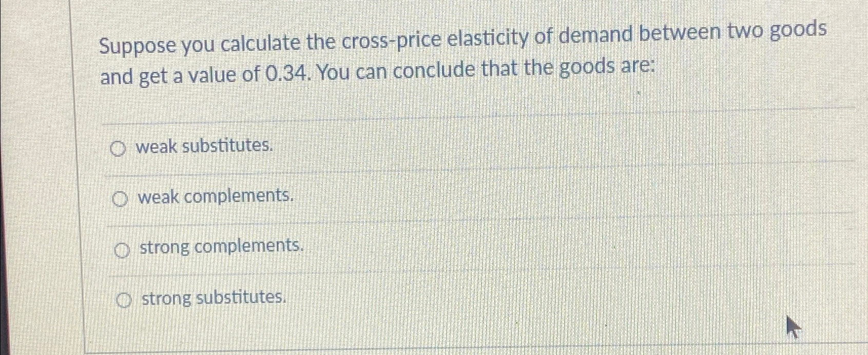 Solved Suppose you calculate the cross-price elasticity of | Chegg.com
