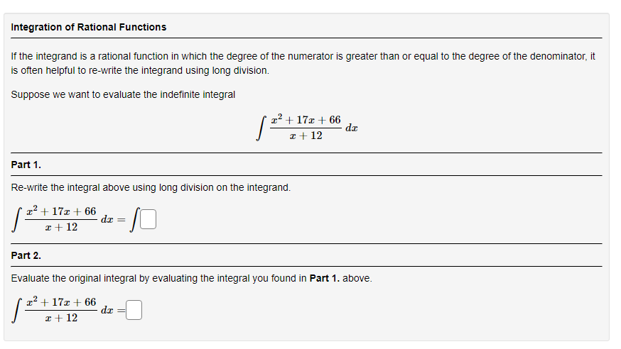 Solved Integration of Rational FunctionsIf the integrand is | Chegg.com