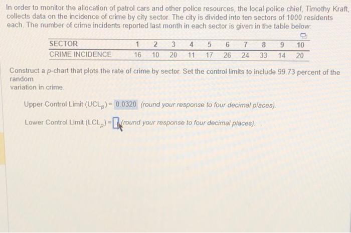 Solved In order to monitor the allocation of patrol cars and | Chegg.com