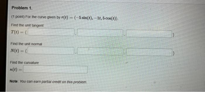 [solved] Problem 1 1 Point For The Curve Given By R