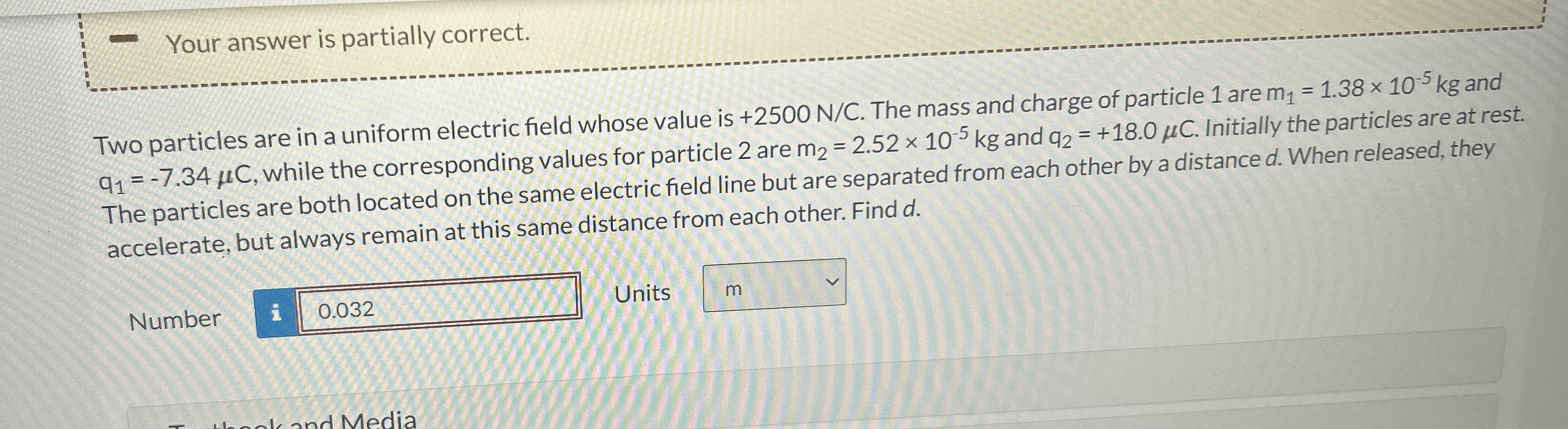 Solved Your answer is partially correct.Two particles are in | Chegg.com