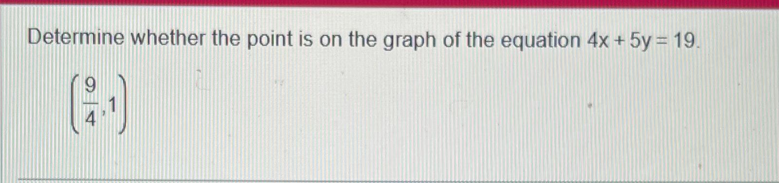 Solved Determine whether the point is on the graph of the | Chegg.com